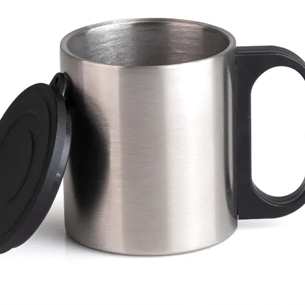 Brinde CANECA EM AÇO INOX COM TAMPA - 180 ML